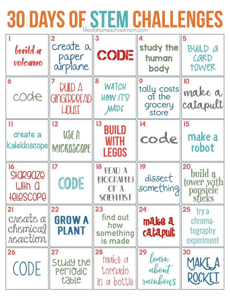 30 Days Of Stem Challenges - Free Printable | Stem Ideas | Stem - Free ...