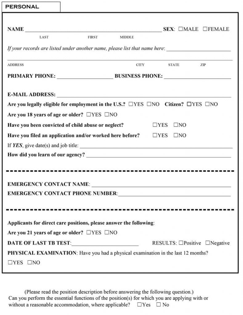 50 Free Employment / Job Application Form Templates [Printable - Free ...