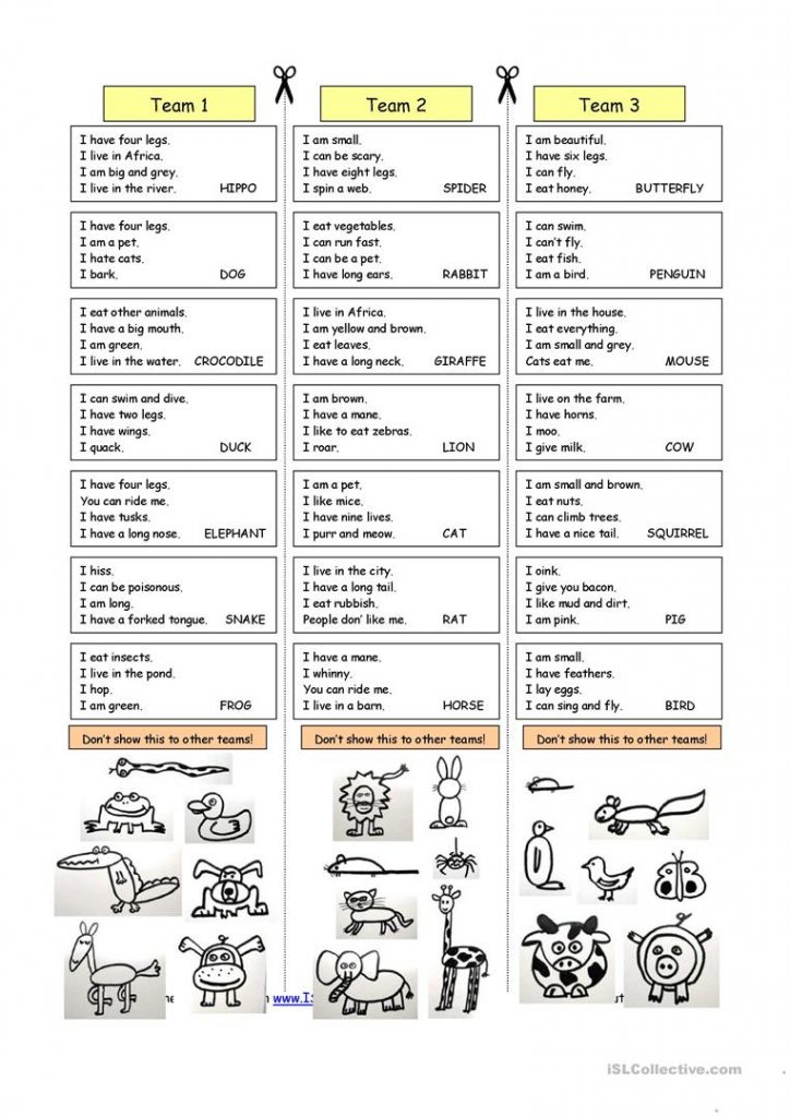 Animal Riddles 1 (Easy) Worksheet - Free Esl Printable Worksheets ...
