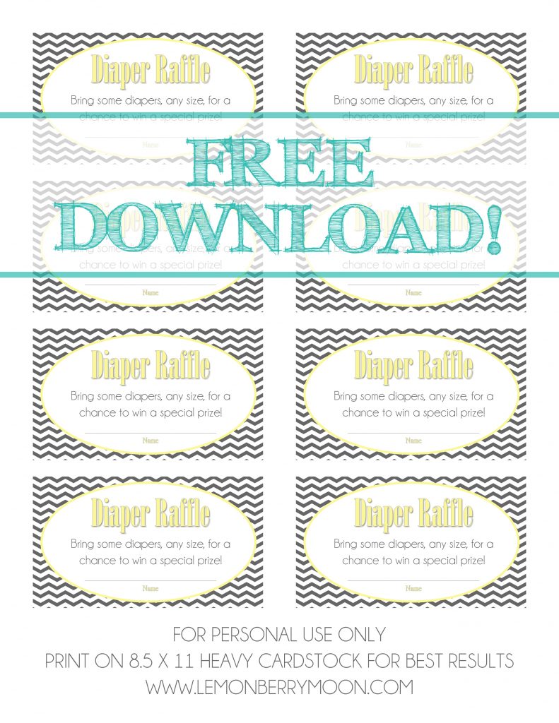 Baby Shower Diaper Raffle {Free Download} – Lemonberrymoon - Diaper ...