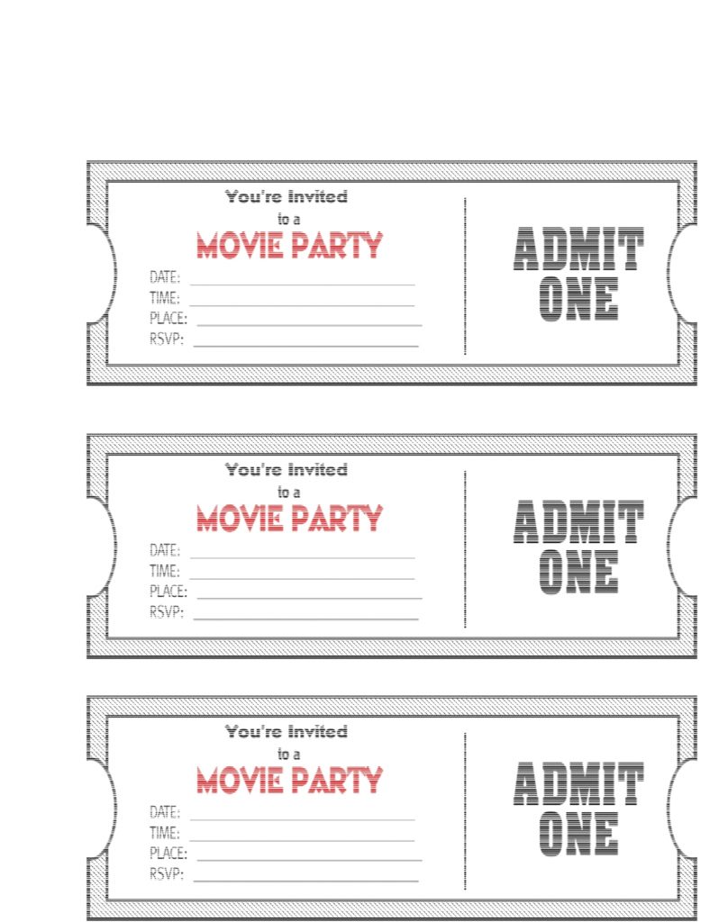 Free Printable Ticket Invitation Templates