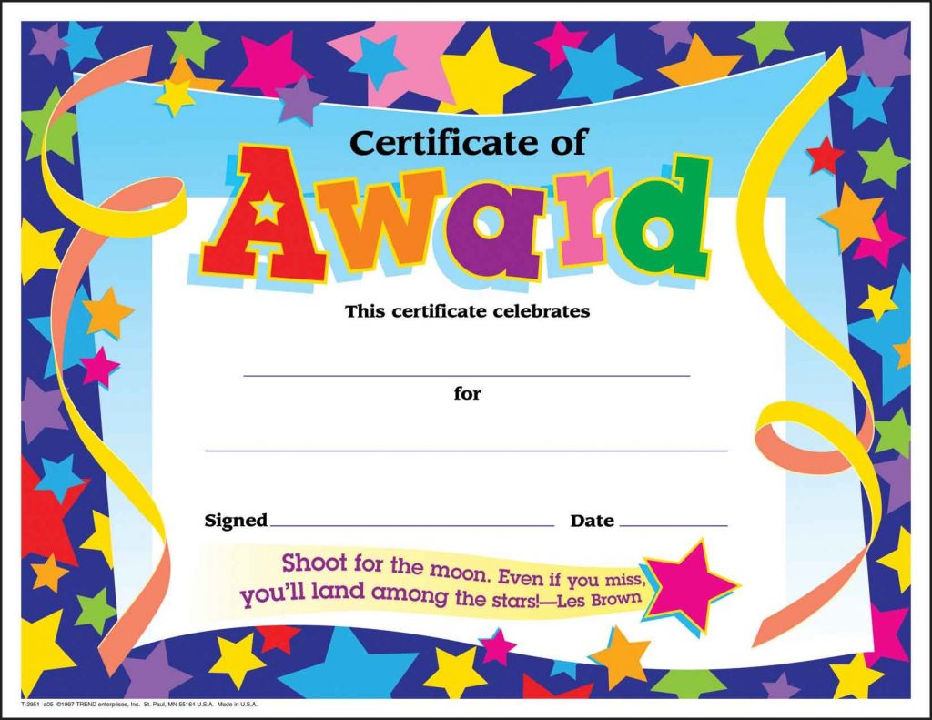 Certificate Template For Kids Free Certificate Templates - Free ...