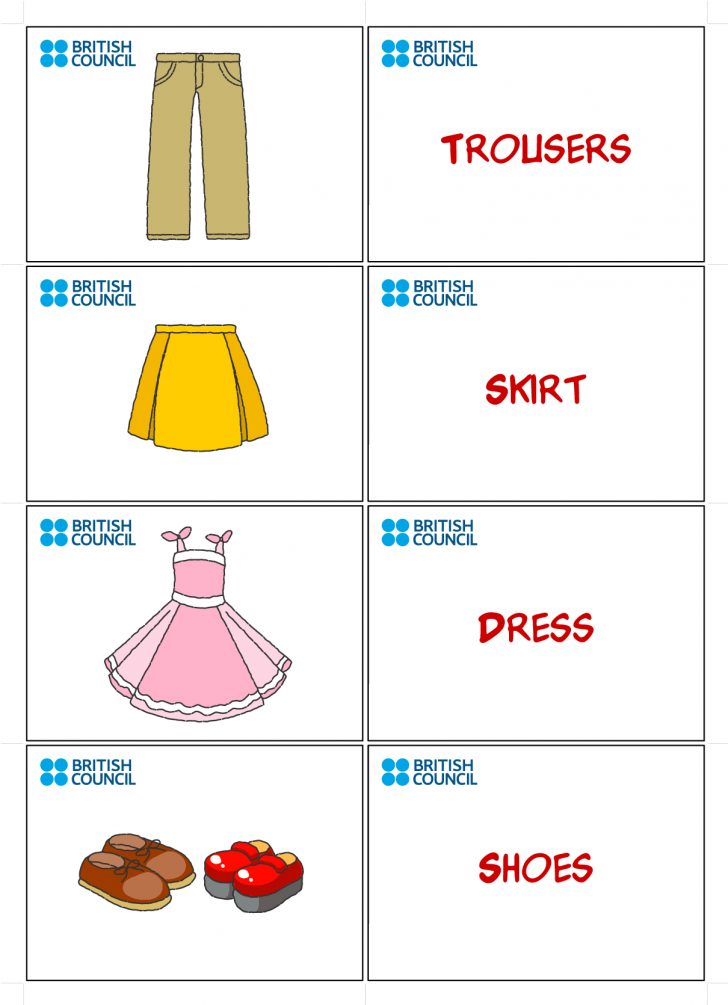 Clothes Flash Cards For Kids Printables | Flash Cards | Flashcards ...
