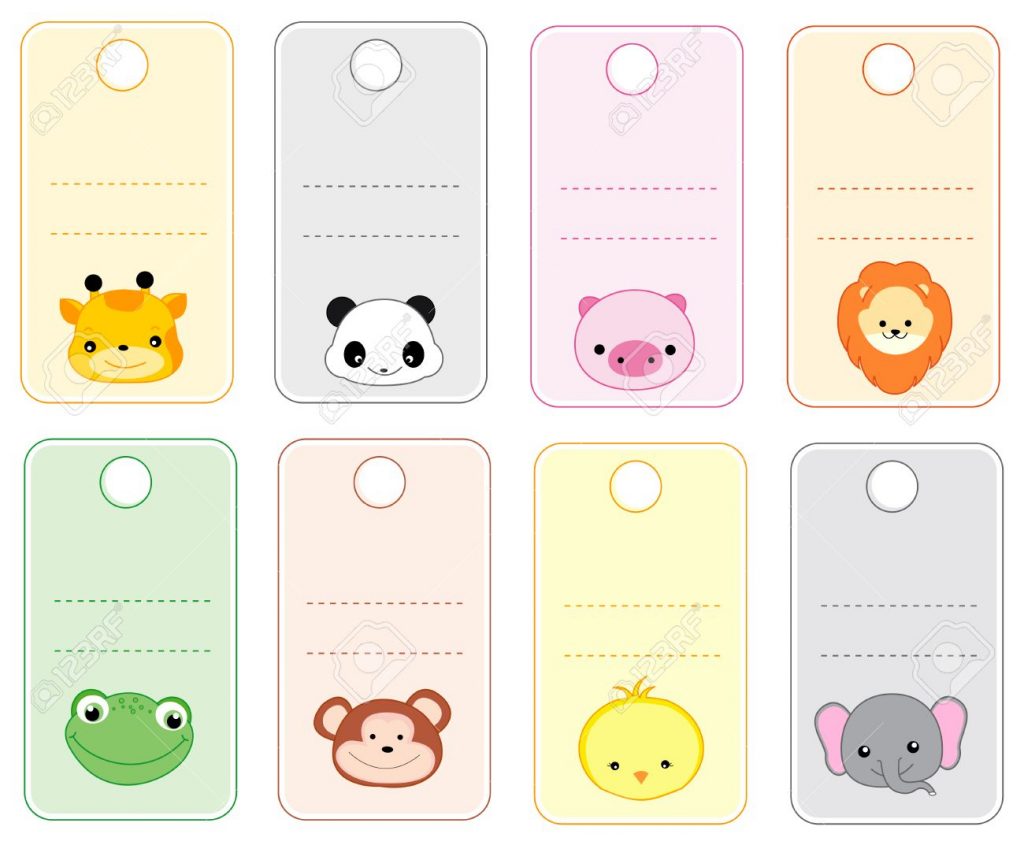 Colorful Printable Gift Tags / Name Tags With Cute Animal Faces - Free ...