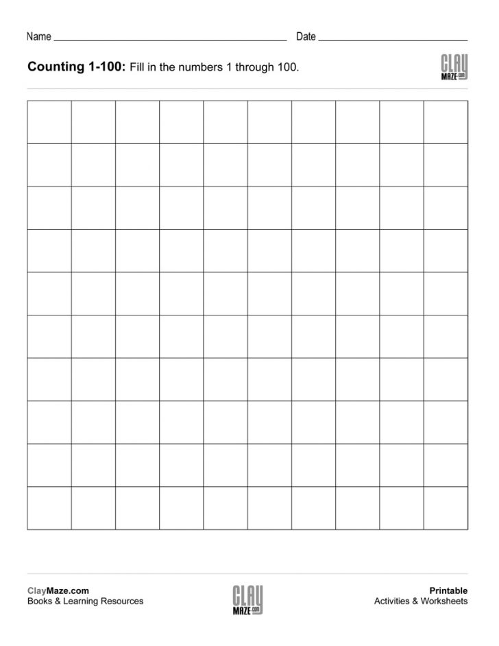 Counting Chart 1 To 100 (Blank) | Free Printable Children's - Free ...