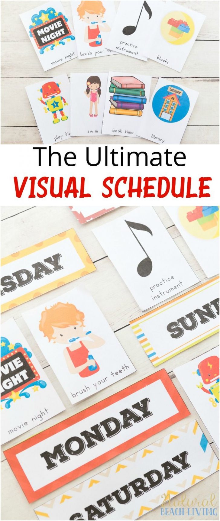 Daily Visual Schedule For Kids Free Printable | Routine Enfant - Free ...