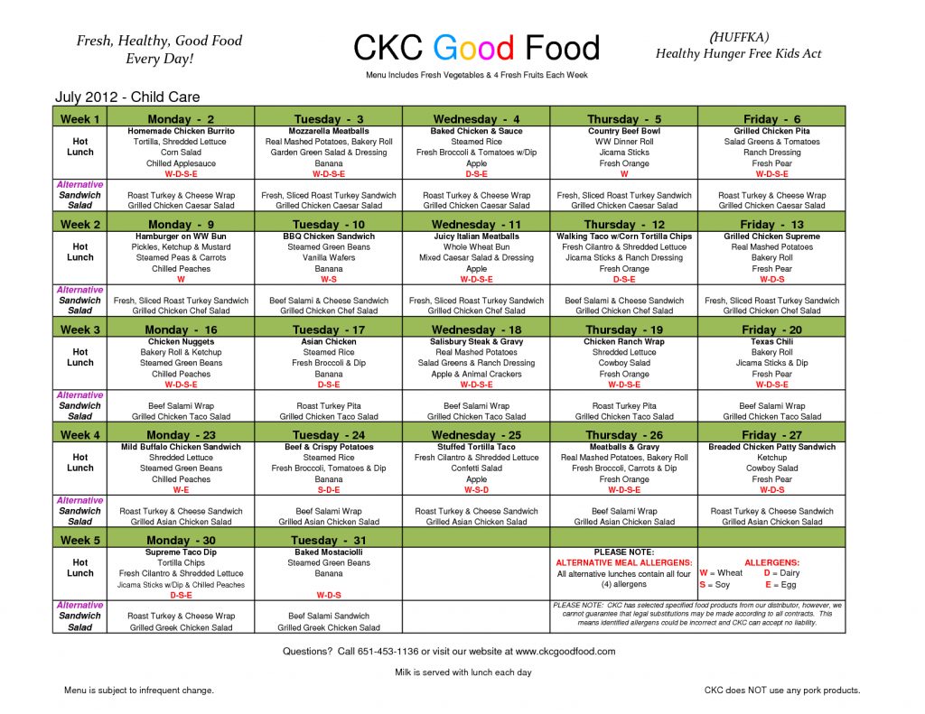 Day Care Menu - Bing Images | Menu Ideas | Lunch Menu, Kids Meals ...