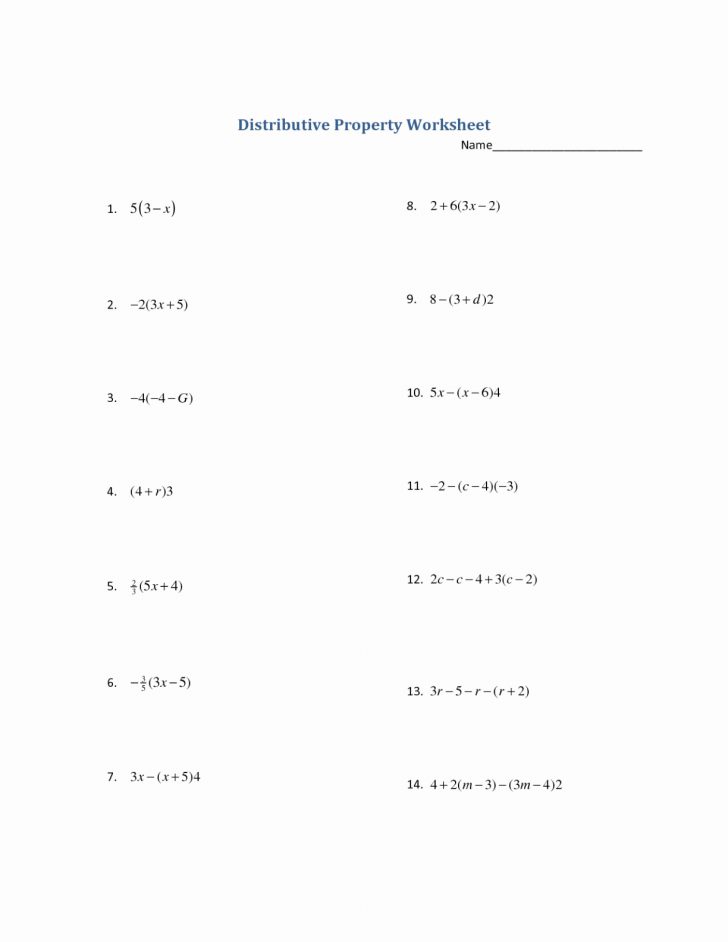 Free Printable Distributive Property Worksheets