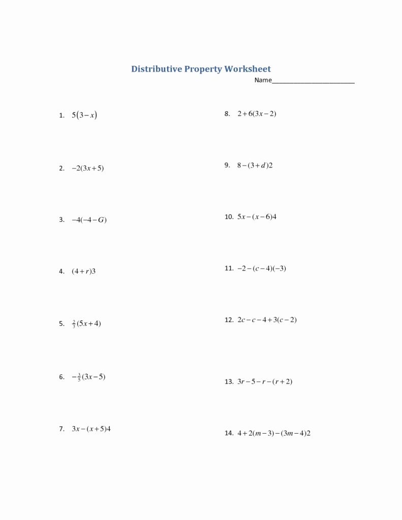 Free Printable Distributive Property Worksheets