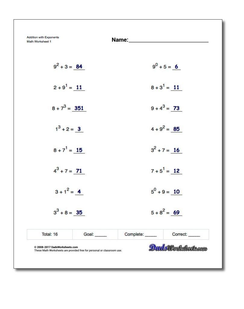 Exponents Worksheets For Computing Powers Of Ten And Scientific - Free ...