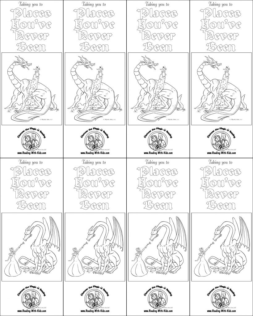 Fantasy Dragon Color Your Own Bookmark | Fantasy Coloring Pages - Free ...