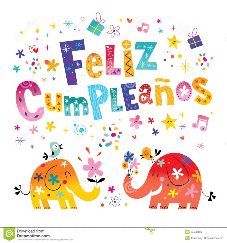 Feliz Cumpleanos Happy Birthday In Spanish Greeting Card Stock - Free ...