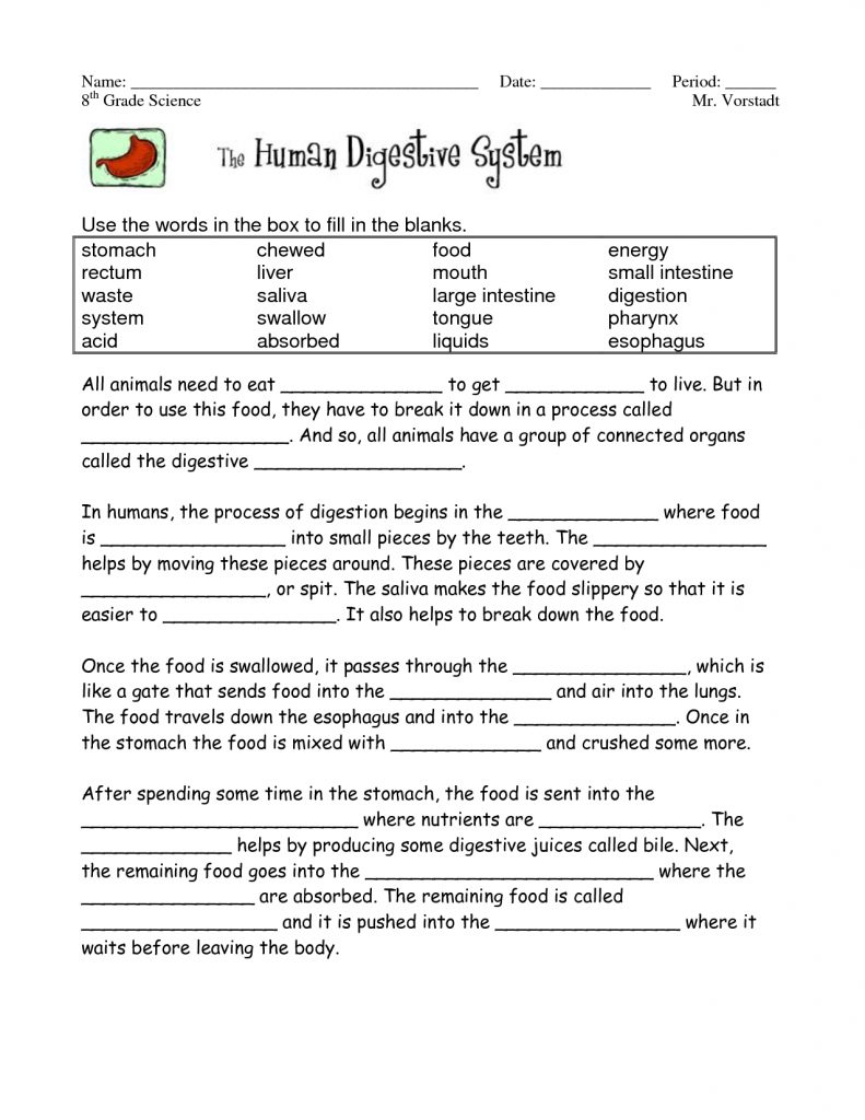 Food Digestion Worksheets | Digestive_System_Worksheets - Free ...