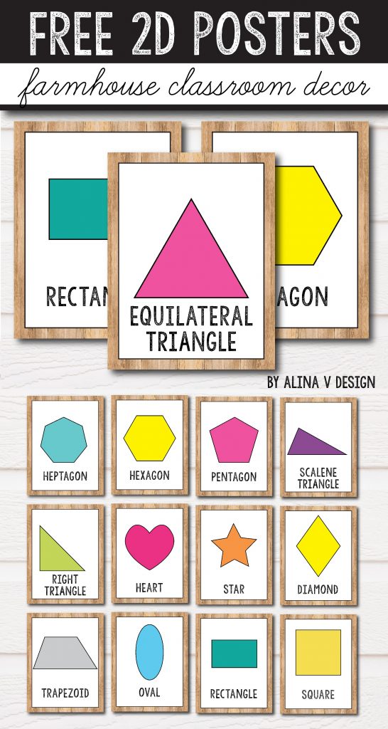 Free 2D Shape Posters - 3D Shape Posters - Farmhouse Classroom Decor ...