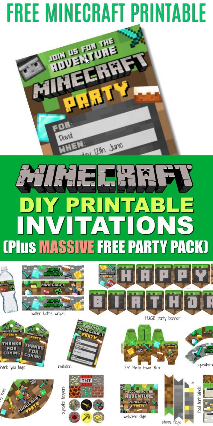 Free Diy Printable Minecraft Birthday Invitation - Clean Eating With ...