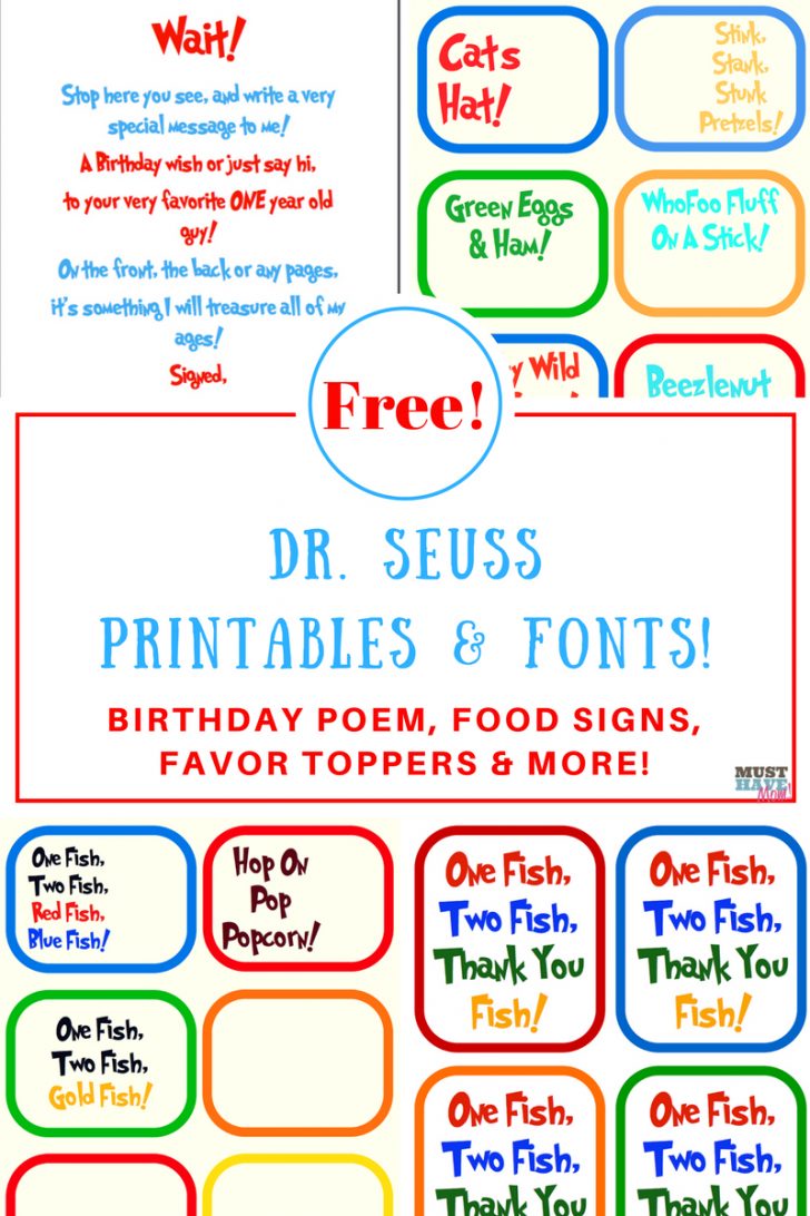 Free Dr. Seuss Printables & Fonts! - Free Printable Dr Seuss Characters