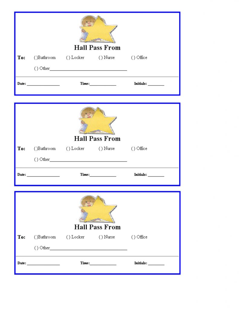 Free Hall Passes For School | Teacher Printables School Hall Passes ...