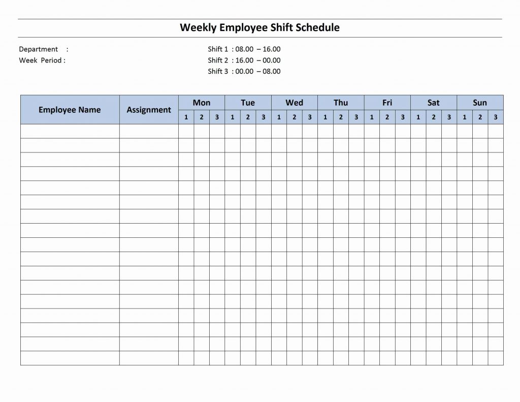 Free Monthly Work Schedule Template | Weekly Employee 8 Hour Shift - Free Printable Blank Work ...
