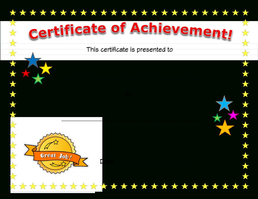 Free Printable Certificate Of Achievement Word Template Blank Letter ...