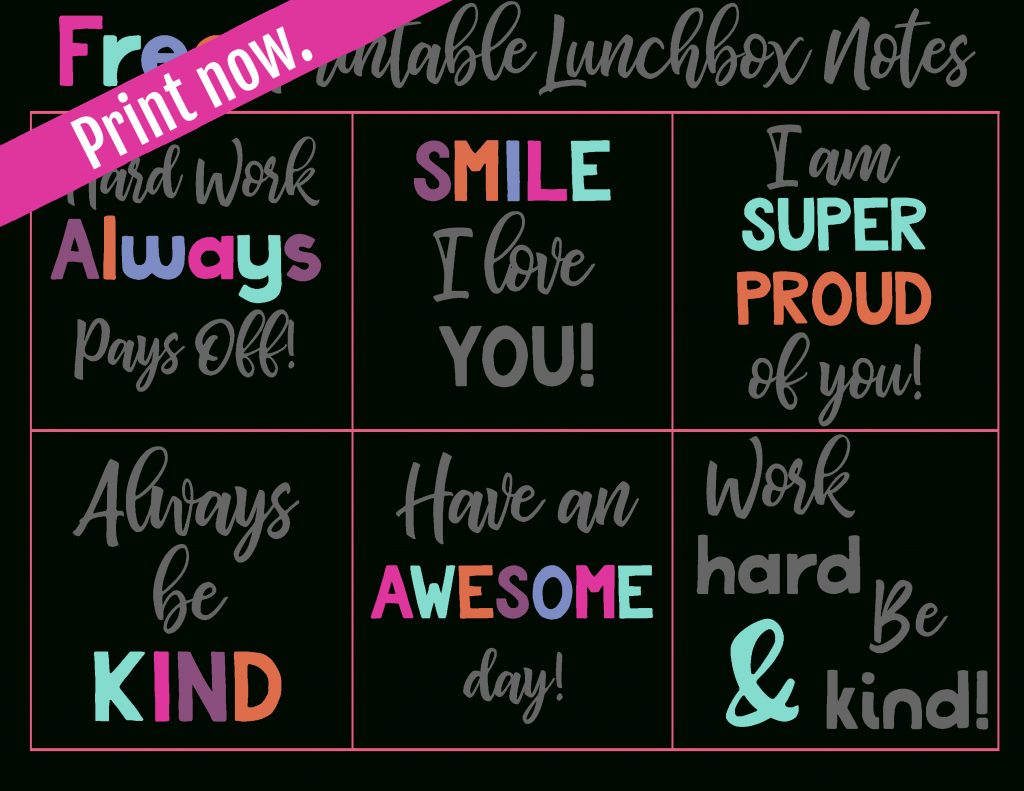 Free Printable Lunchbox Notes | Simply Being Mommy | Free Printables ...