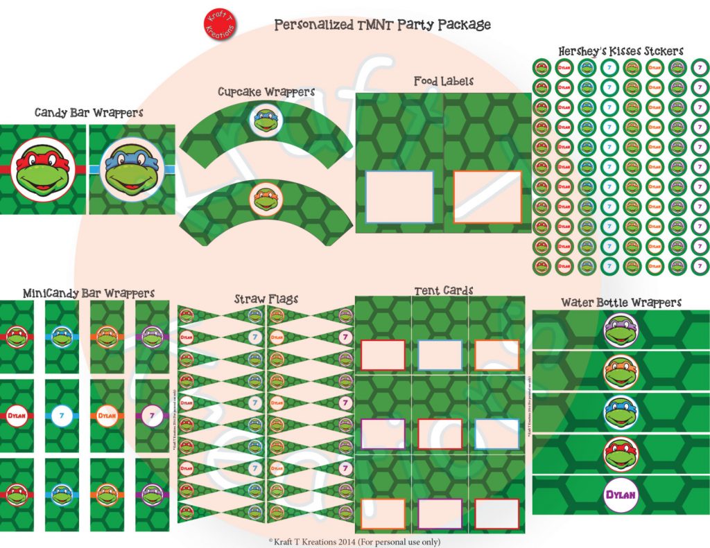 Free Printable Ninja Turtles Name Tags Party Pinterest - Free Printable ...