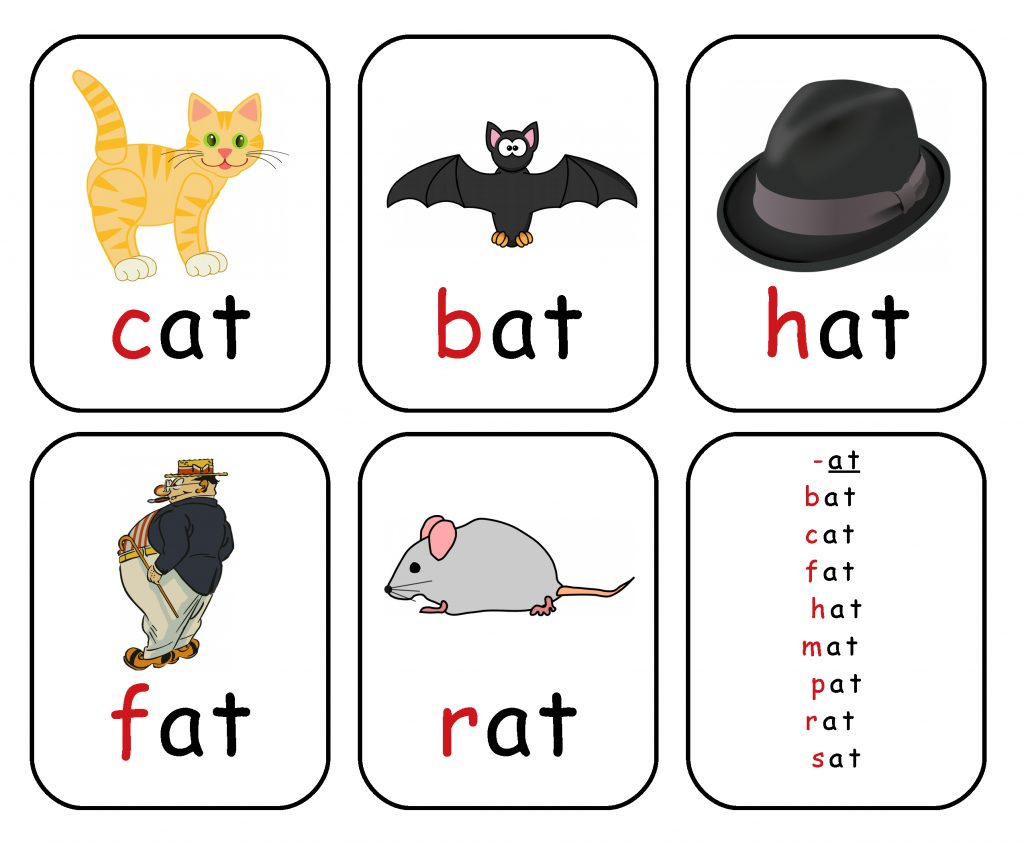 Free Printable Rhyming Words Flash Cards '-At' | Free Printable For ...