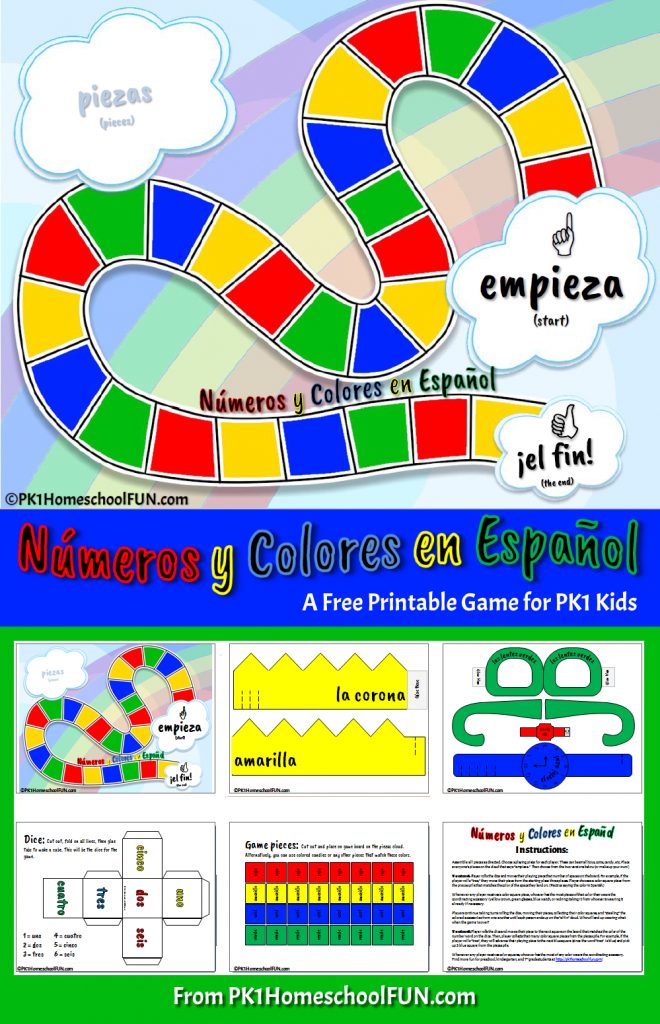 Free Printable Spanish Numbers & Colors Game - Pk1Homeschoolfun - Free ...