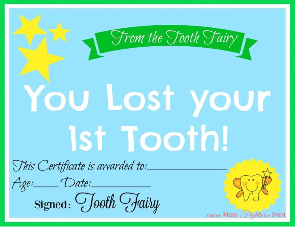 Free Printable Tooth Fairy Certificate - Another Mum Fights The Dust ...