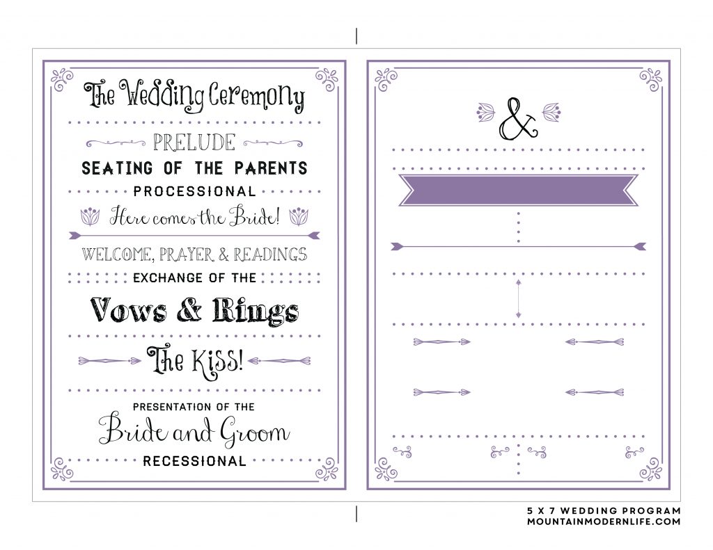 Free Printable Wedding Program | Mountainmodernlife - Free Printable ...