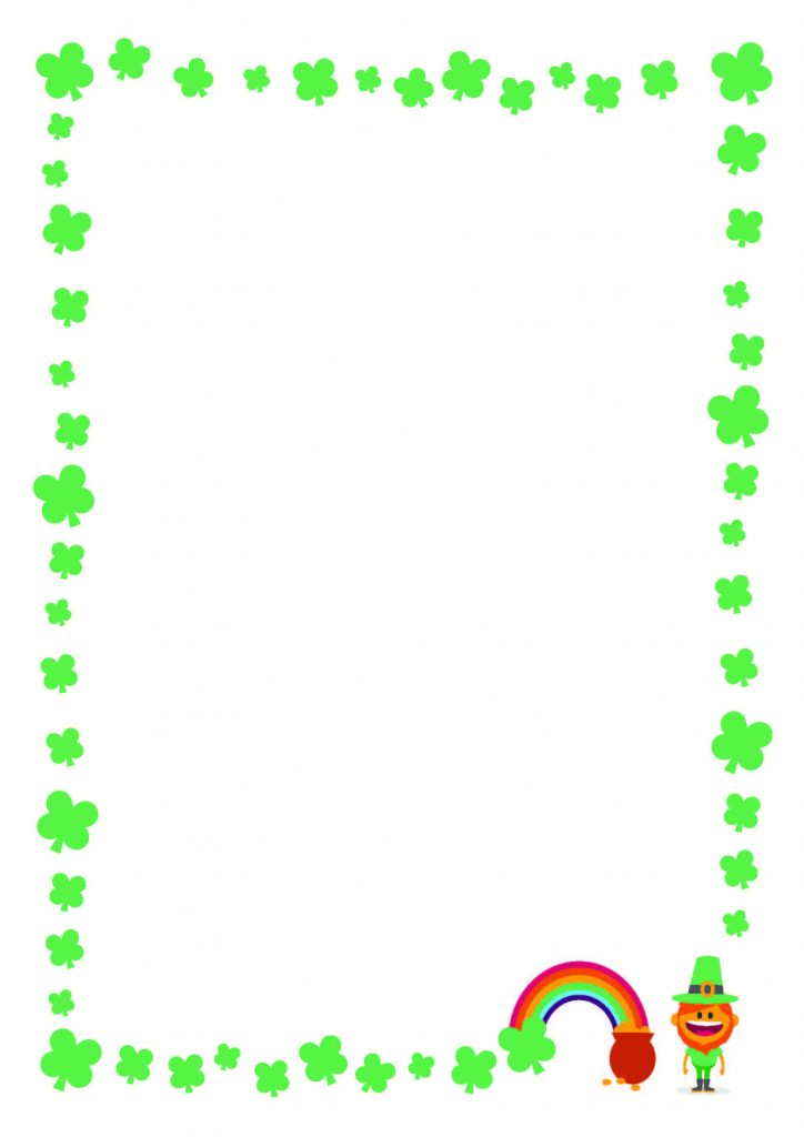 Free St. Patrick's Day Printable Writing Paper With Clover Border ...