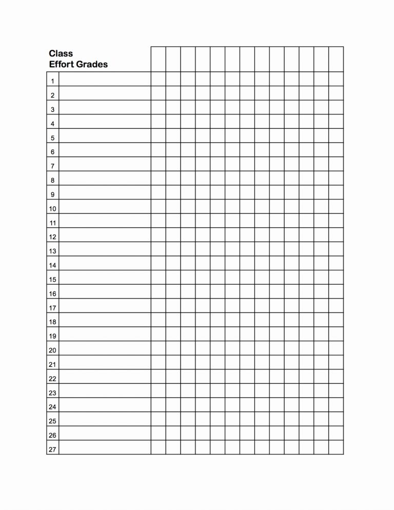 Free Printable Gradebook Sheets For Teachers