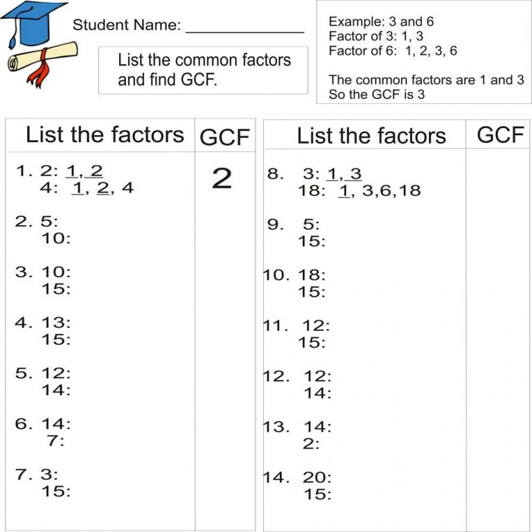 Free Printable Lcm Worksheets
