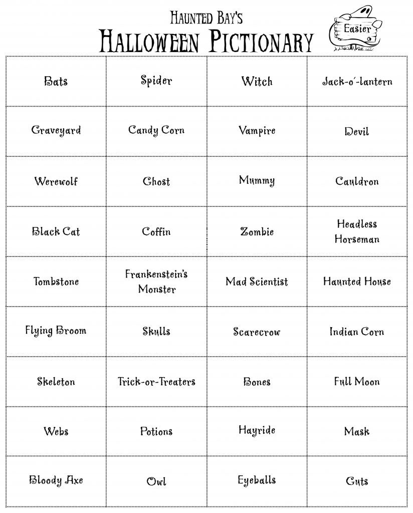 Halloween Pictionary Word List | Halloween | Pinterest | Halloween ...