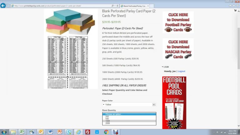 Free Printable Football Parlay Cards