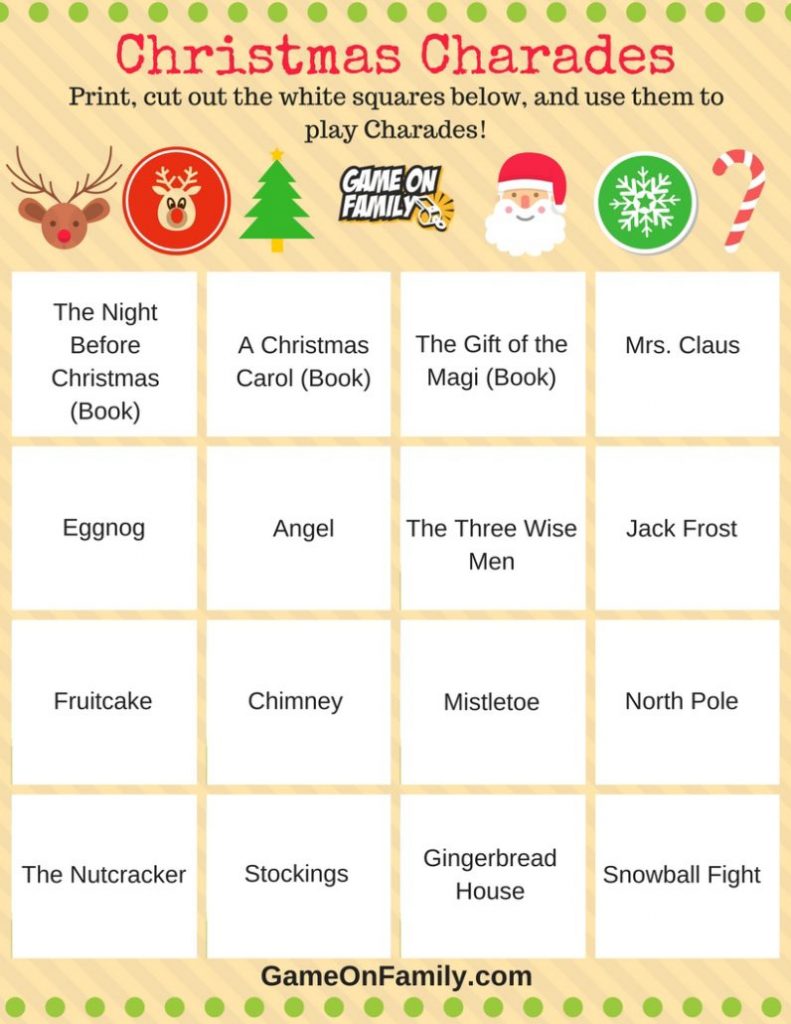 How To Play Christmas Charades: Free Printable Games! | Game On Family ...