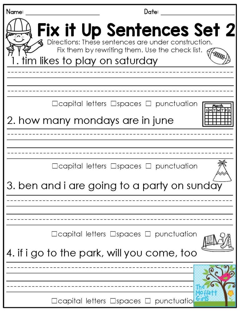 Free Printable Language Arts Worksheets For 1St Grade