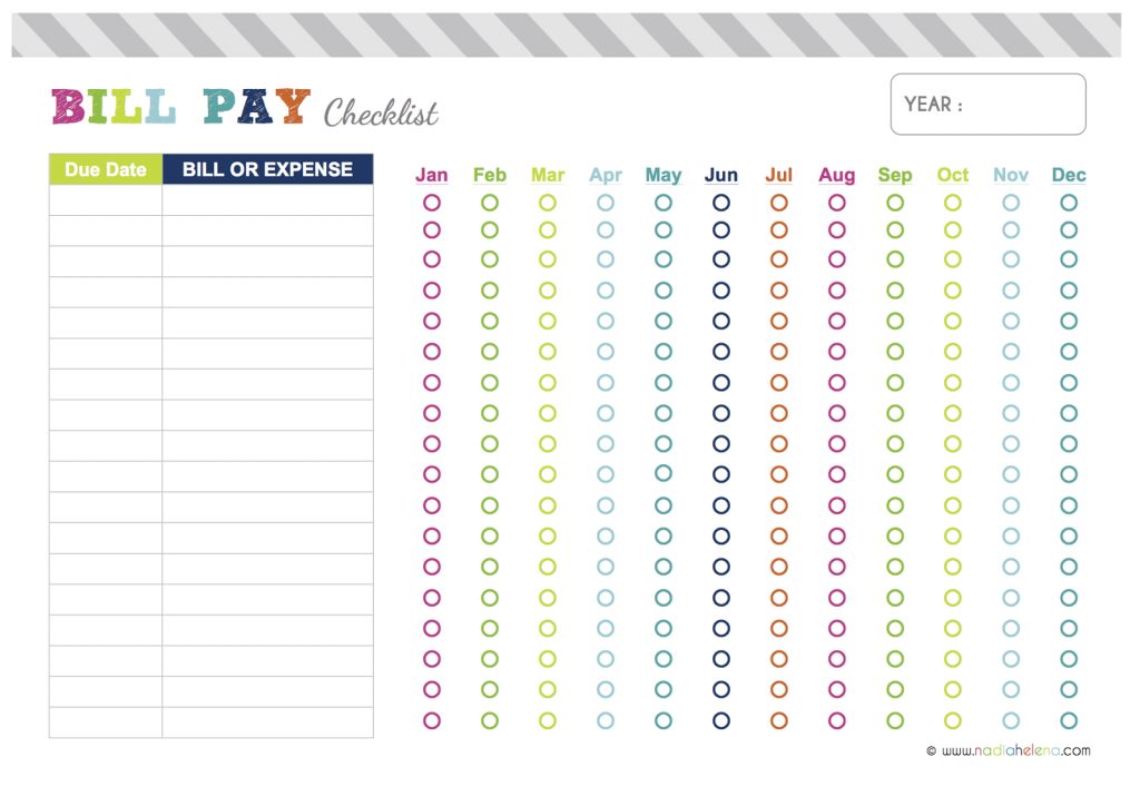 Nadia Helena: Freebie: Bill Payment Checklist | Planner Printables ...