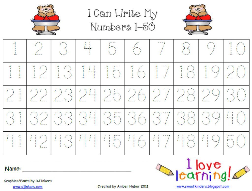 Numbers 1 50 Worksheets For Kindergarten | Download Them And Try To ...