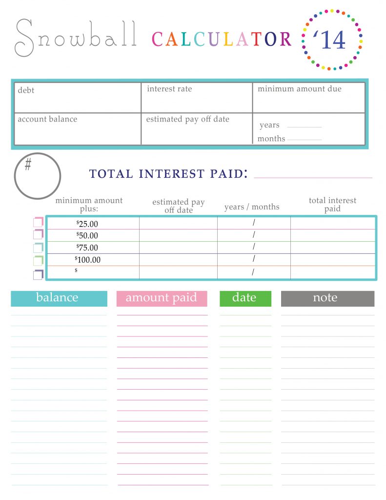 Free Printable Debt Snowball Worksheet