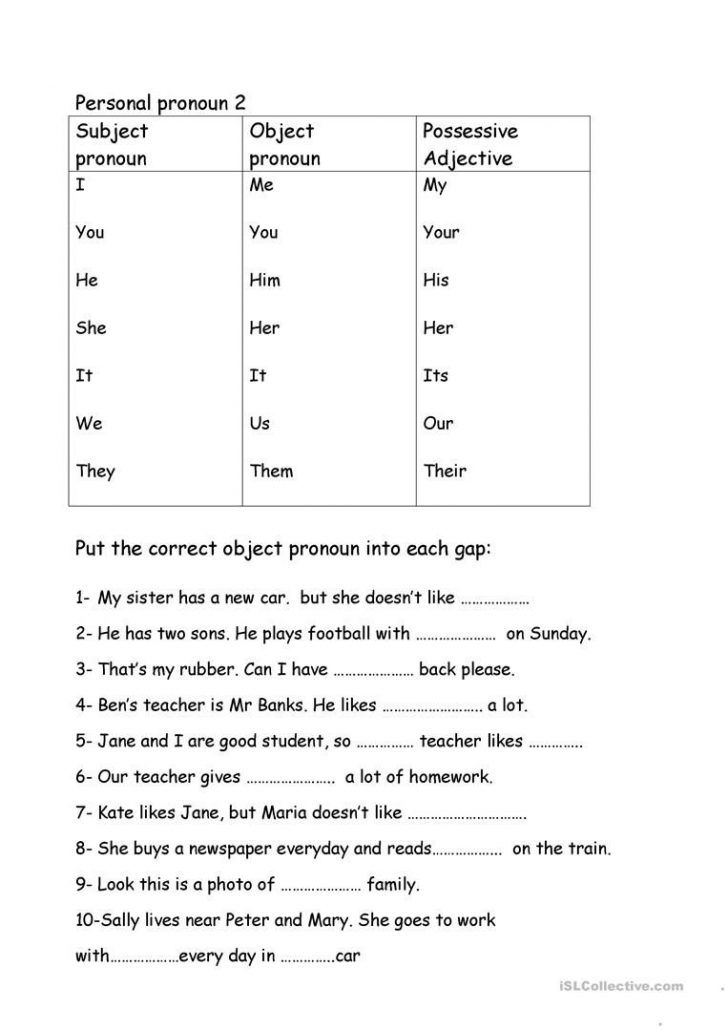 Personal Pronouns | English Lessons | Pronoun Worksheets, Object - Free ...