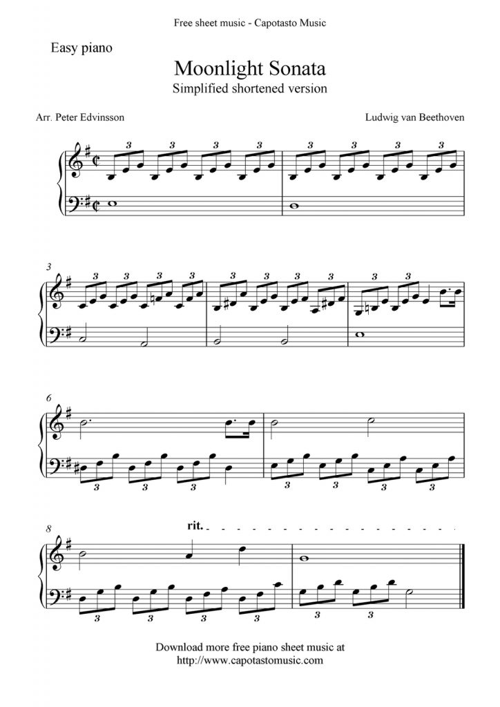 Piano Sheet Music For Beginners | Free Sheet Music Scores: Free Easy ...