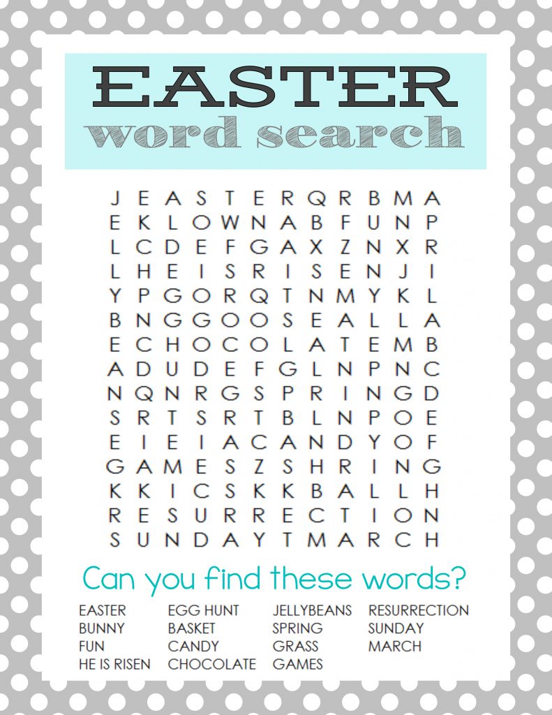 Printable Easter Word Search - The Girl Creative - Free Printable ...