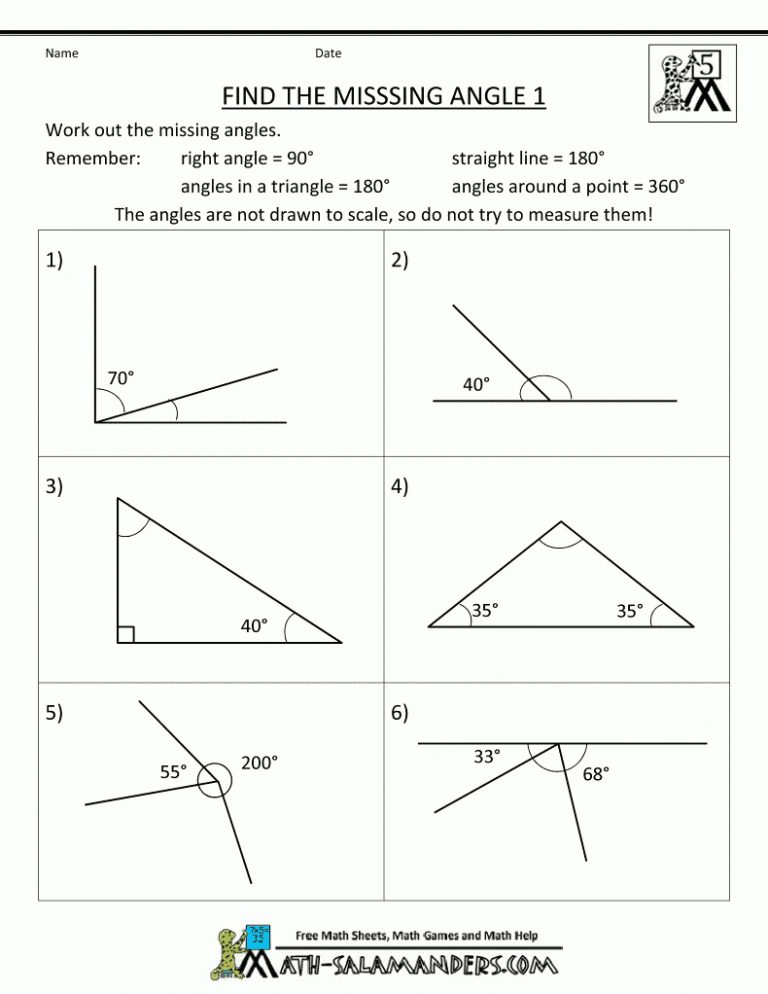 Free Printable Geometry Worksheets For Middle School