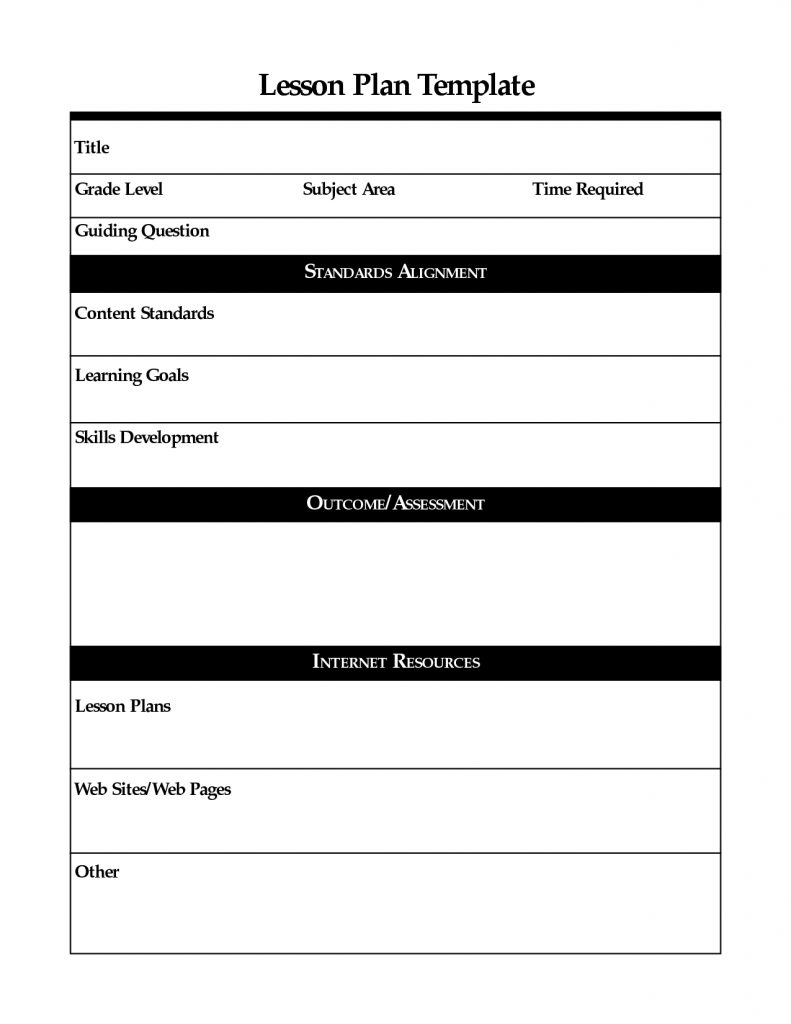 Printable Lesson Plan Template, Free To Download - Free Printable ...