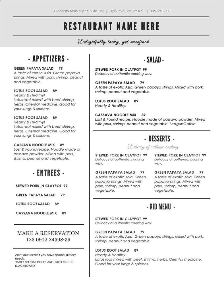 Printable Restaurant Menu Template Hgvi tk Free Printable Printable Restaurant Menu Template Hgvi tk Free Printable