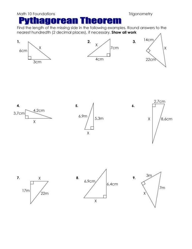 Pythagoras Theorem Worksheet Pdf - 48 Pythagorean Theorem Worksheet ...