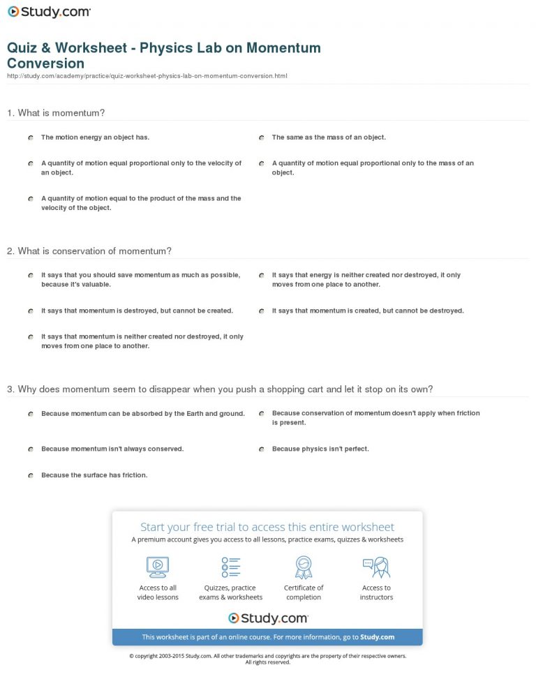 Free Printable Physics Worksheets