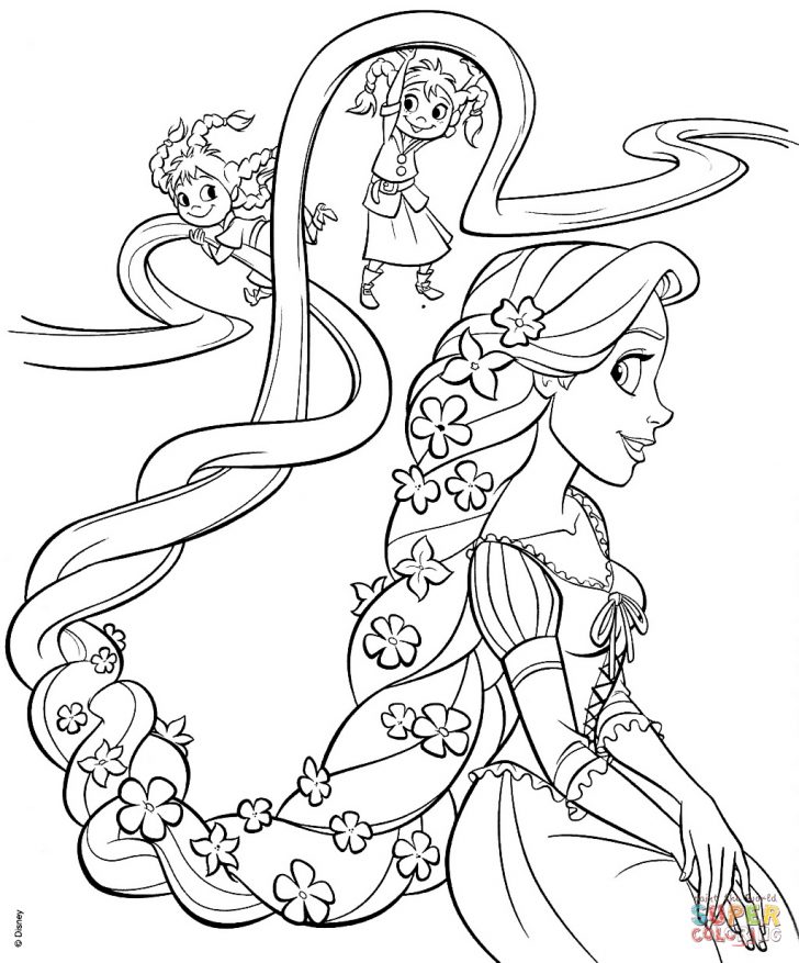 Rapunzel And Four Sisters Coloring Page | Free Printable Coloring Pages ...