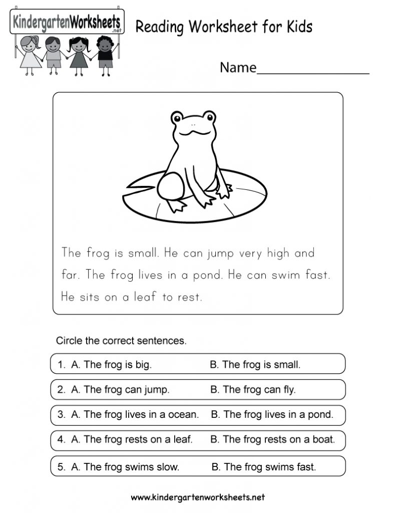 Reading Worksheet For Kids - Free Kindergarten English Worksheet For ...