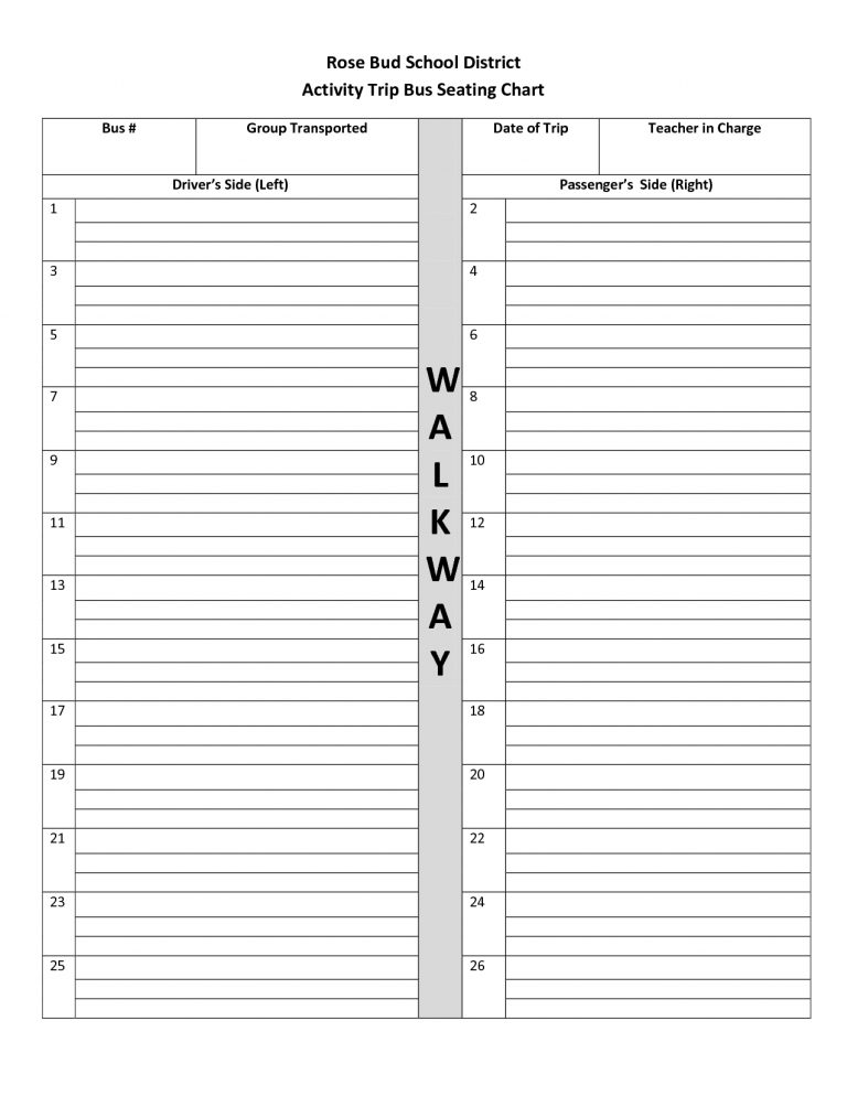 School Bus Seating Chart Template | Free Printables | Manualidades ...